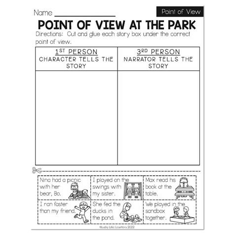 Spring Early Finishers 1st Grade Ela Point Of View Point Of