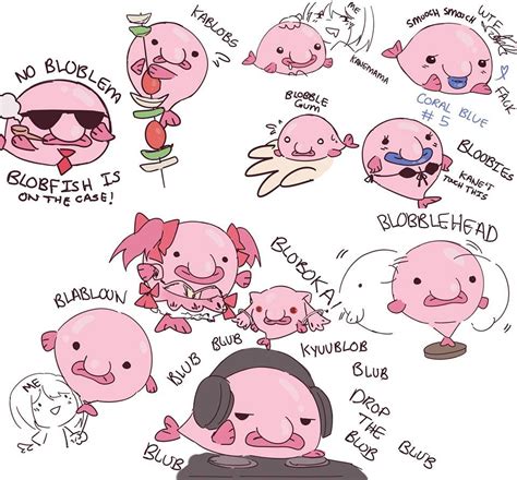 Fun Blobfish Puns Blobfish Fish Sketch Cute Kawaii Drawings
