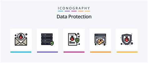 Data Protection Line Filled 5 Icon Pack Including Email Token Deny