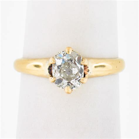 Antique Victorian 14k Gold 082ct Old Cushion Diamond Solitaire