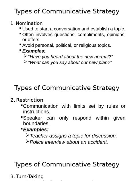 Types Of Communicative Strategy Pdf