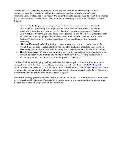 Gcse Geography Coursework River Study Pdf