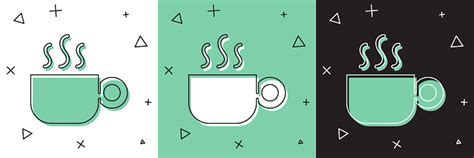 흰색과 녹색 검은 색 배경에 격리 된 커피 컵 아이콘을 설정합니다 차 컵 뜨거운 음료 커피 벡터 가능성에 대한 스톡 벡터 아트