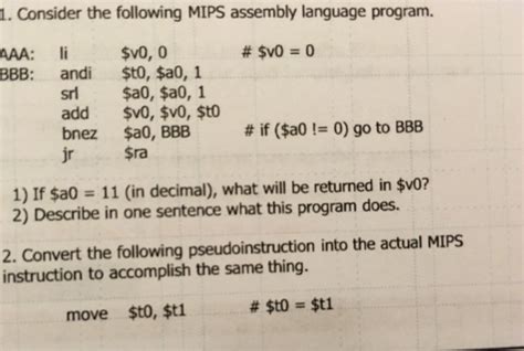 Solved 1 Consider The Following Mips Assembly Language