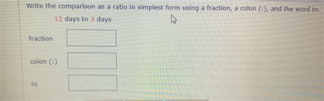 solved write the comparison as a ratio in simplest form