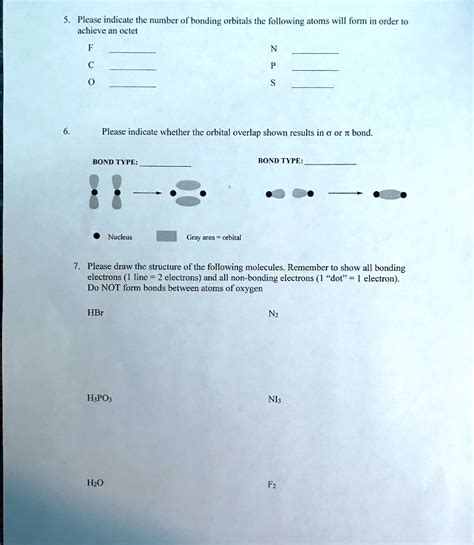 Solved Please Indicate The Number Of Bonding Orbitals The Following Atoms Will Form In Order