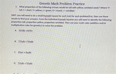 Solved Genetic Math Problem Practicewhat Proportion Of The