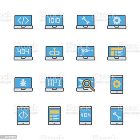 Ilustración De Programación Y Codificación En Conjunto De Iconos De