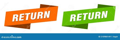 Return Banner Return Ribbon Label Sign Set Stock Vector Illustration