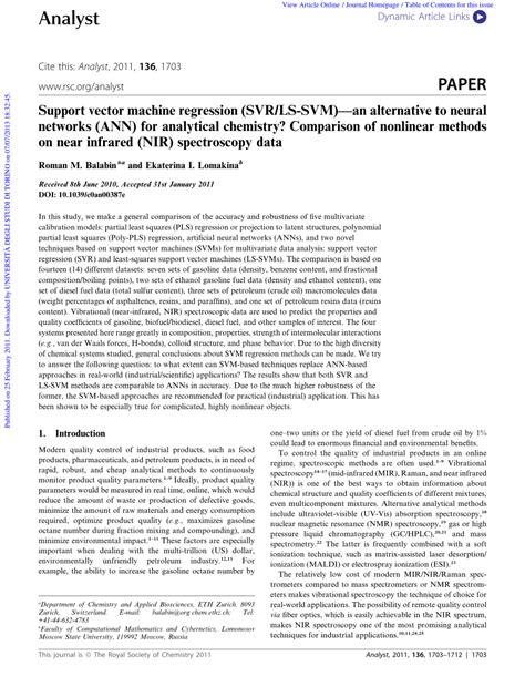 PDF Support Vector Machine Regression SVR LS SVM An Alternative To Neural Networks ANN