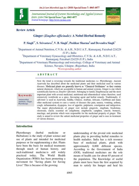 P Singh Et Al Pdf Atherosclerosis Ginger