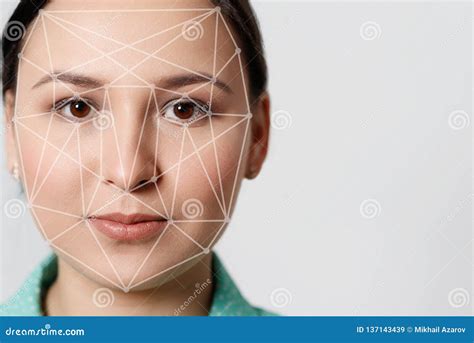 Biometric Verification Woman Face Recognition Detection Security Stock Image Image Of Female