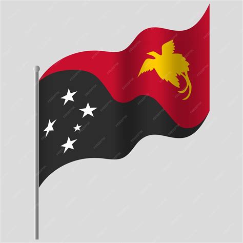 Premium Vector Waved Papua New Guinea Flag Papua New Guinea Flag On