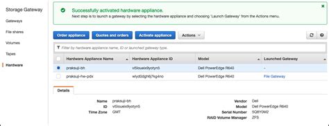 Activating Your Hardware Appliance Aws Storage Gateway