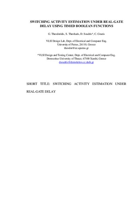 Pdf Switching Activity Estimation Under Real Gate Delay Using Timed