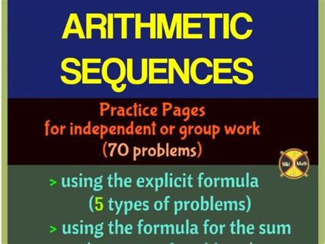 arithmetic sequences practice group activity 70 problems teaching