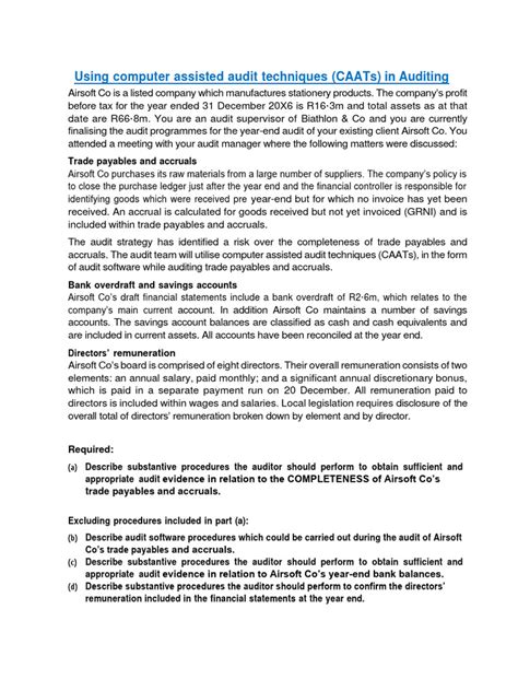 Using Computer Assisted Audit Techniques Caats Pdf Accounts Payable Audit