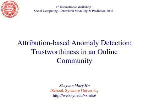 Ppt Attribution Based Anomaly Detection Trustworthiness In An Online
