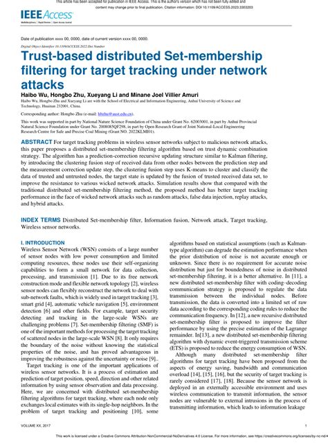 Pdf Trust Based Distributed Set Membership Filtering For Target
