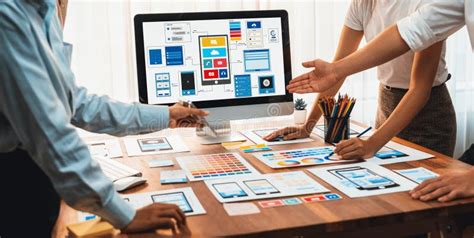 creative front end developer brainstorming ui design scrutinize stock