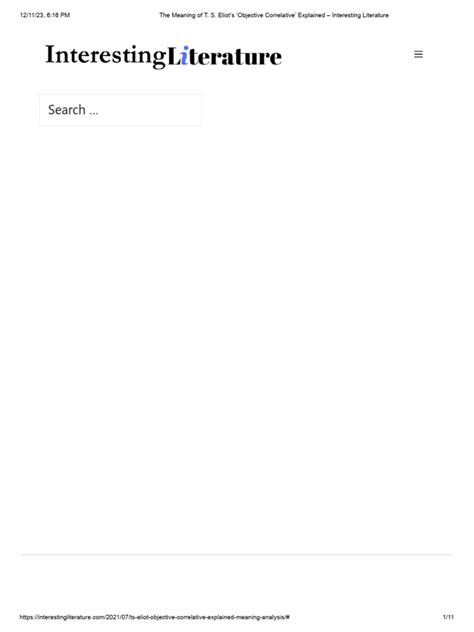 The Meaning Of T S Eliots ‘objective Correlative Explained Pdf Hamlet William Shakespeare