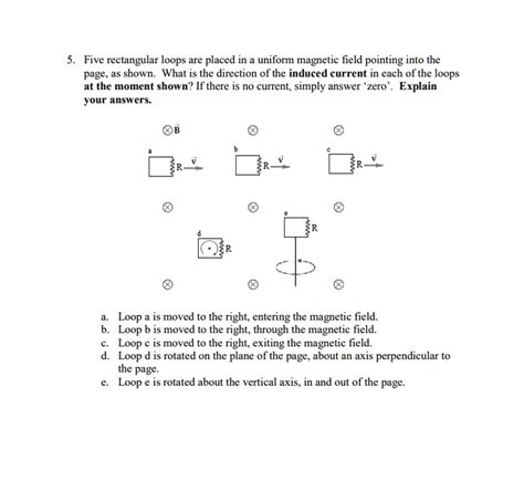 solved five rectangular loops are placed in uniform magnetic field