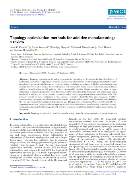 pdf topology optimization methods for additive manufacturing a review
