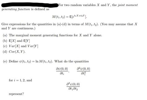 solved for two random variables x and y the joint moment
