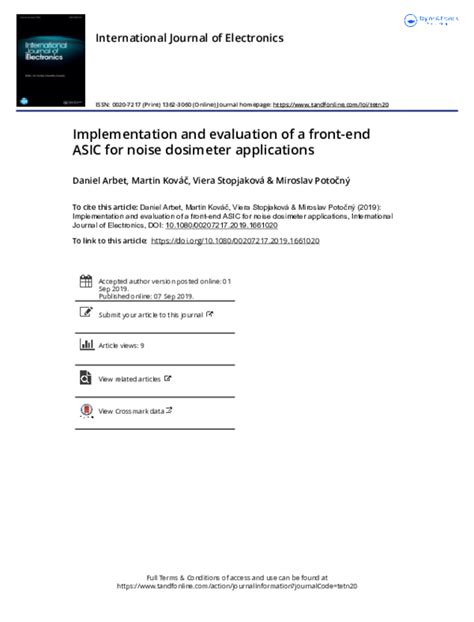 Pdf Implementation And Evaluation Of A Front End Asic For Noise