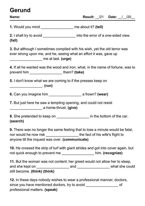 101 Gerund Pdf Worksheets With Answers 2054 Exercises Grammarism