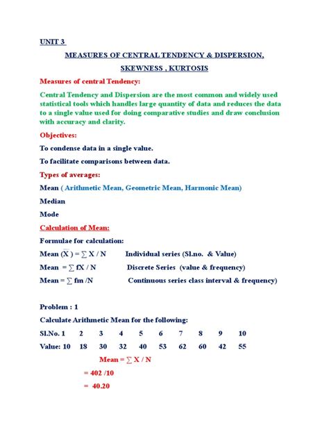 caiib abm statistics unit 3 pdf mode statistics mean