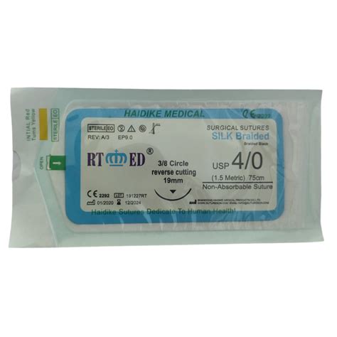 B Arm Silk Suture Thread Pack Of 12 Non Absorbable Usp 4 0 15