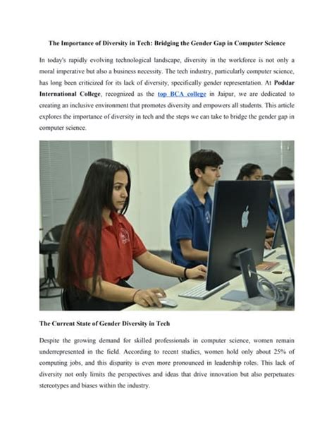 The Importance Of Diversity In Tech Bridging The Gender Gap In Computer