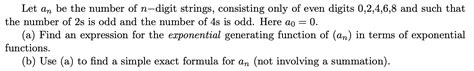 let an be the number of n digit strings consisting