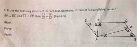 solved prove the following statement in euclidean geometry