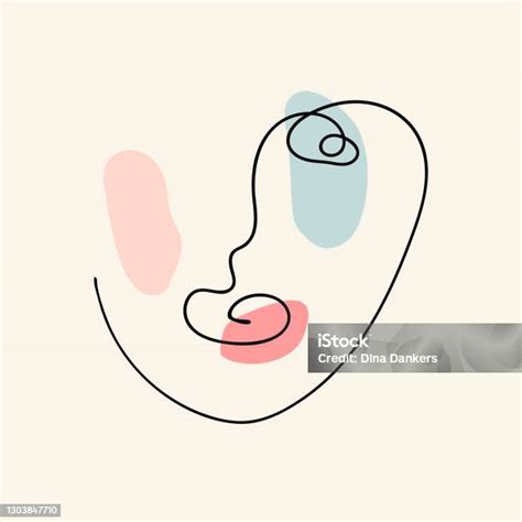 추상 한 줄 초현실적 인 얼굴 초상화 벡터 그림입니다 간단한 인간의 머리 스케치 미니멀한 스타일로 디지털 로 제작된 드로잉 0명에 대한 스톡 벡터 아트 및 기타 이미지