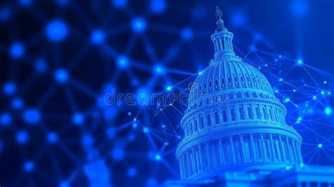 Us Capitol Building In Network Of Digital Connections Concept Of Technology Government