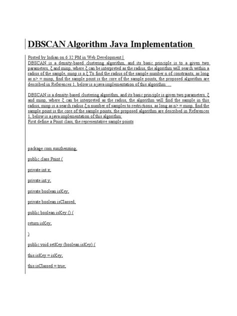 Dbscan Algorithm Java Implementation Pdf Algorithms Areas Of Computer Science