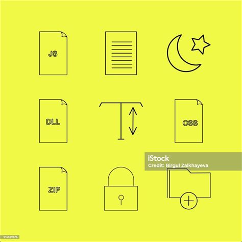 Jeu Dicônes Linéaire Des Dossiers Et Des Fichiers Icônes De Simple Plan