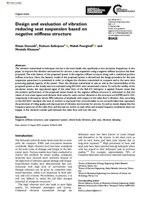 Pdf Design And Evaluation Of Vibration Reducing Seat Suspension Based On Negative Stiffness