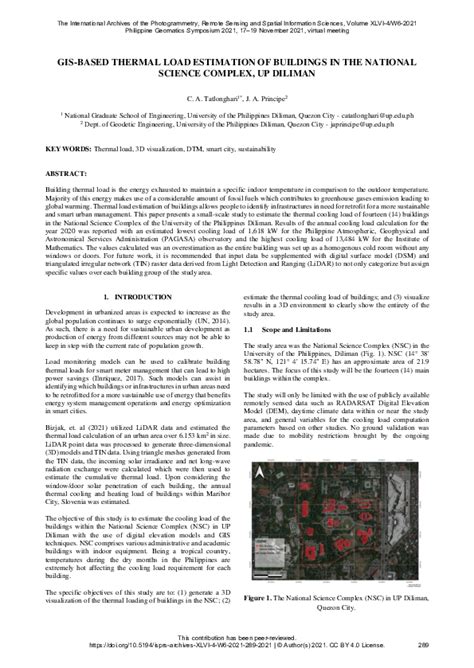 Pdf Gis Based Thermal Load Estimation Of Buildings In The National Science Complex Up Diliman