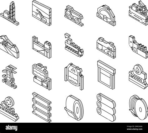 Steel Production Industry Metal Isometric Icons Set Vector Stock Vector