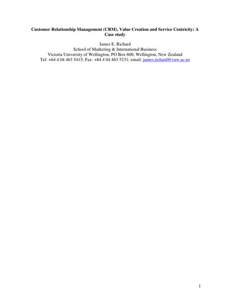 Pdf Customer Relationship Management Crm Value Creation And