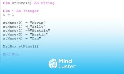Learn 22 Introduction to Programming with VBA Array Variables - Mind Luster