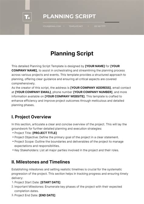Planning Script Template Edit Online And Download Example