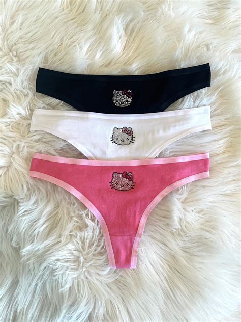 Hello Kitty Rhinestone Thong 3 Pack Hello Kitty Thong Cotton Thongs