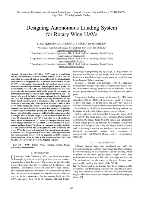 PDF Designing Autonomous Landing System For Rotary Wing UAVs