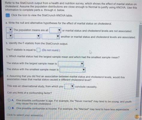 Solved Refer To The Statcrunch Output From A Health And
