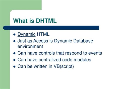 Ppt Introduction To Dhtml Powerpoint Presentation Free Download Id
