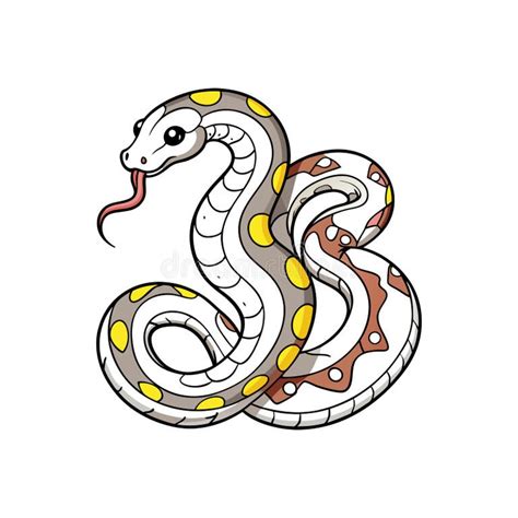 Burmese Python Whimsical Coloring Page Stock Illustration